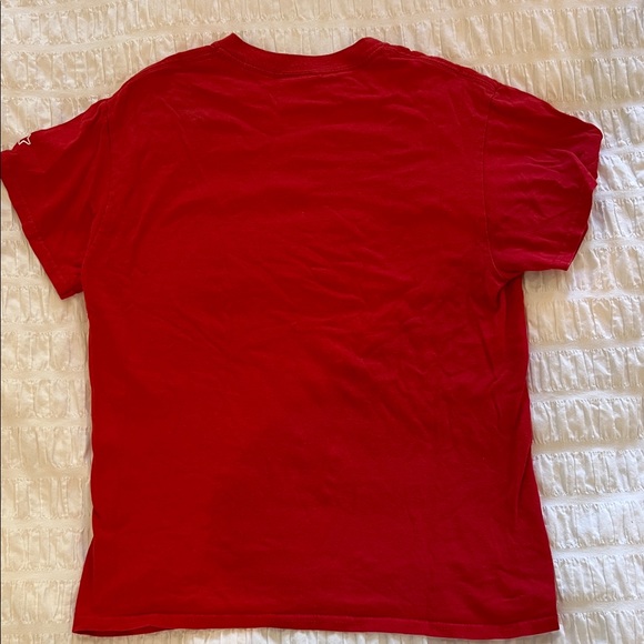 Tops | Red Tshirt With Black Star Logo | Poshmark